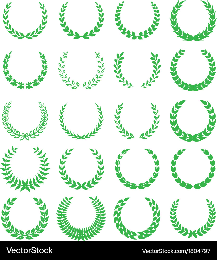 Green laurel wreaths 1 Royalty Free Vector Image
