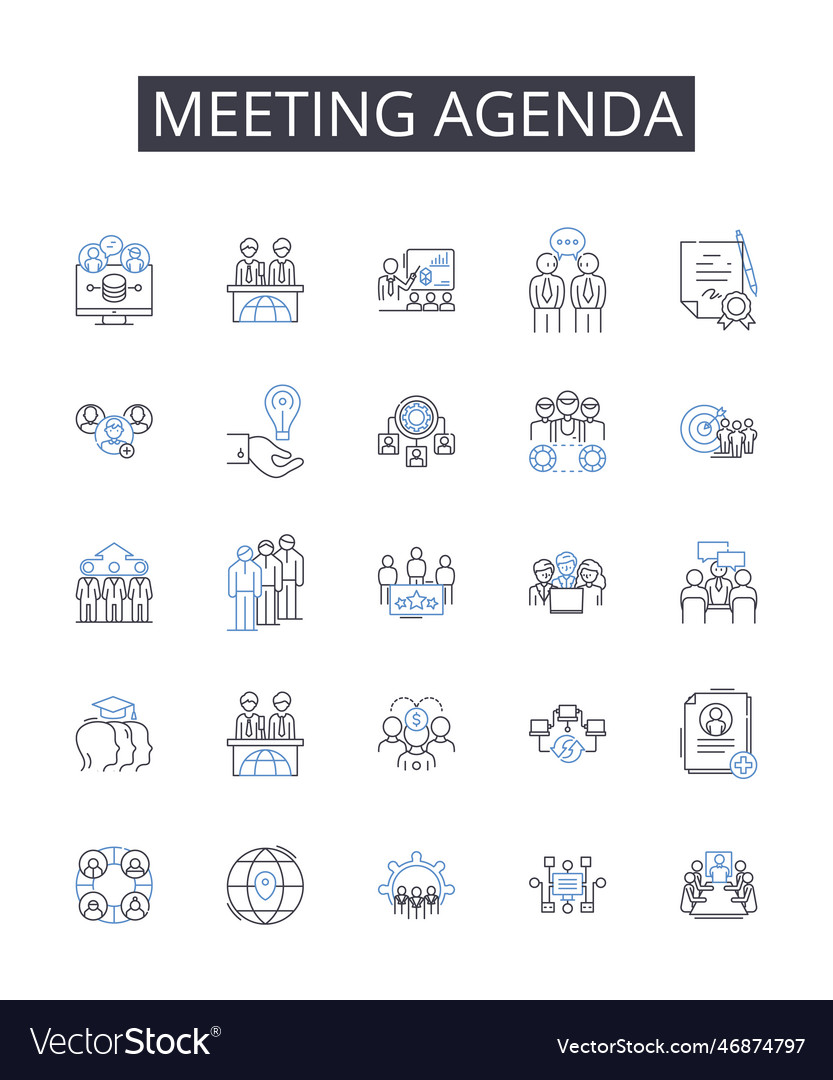Meeting agenda line icons collection protocols Vector Image Meeting agenda line icons collection protocols Vector Image