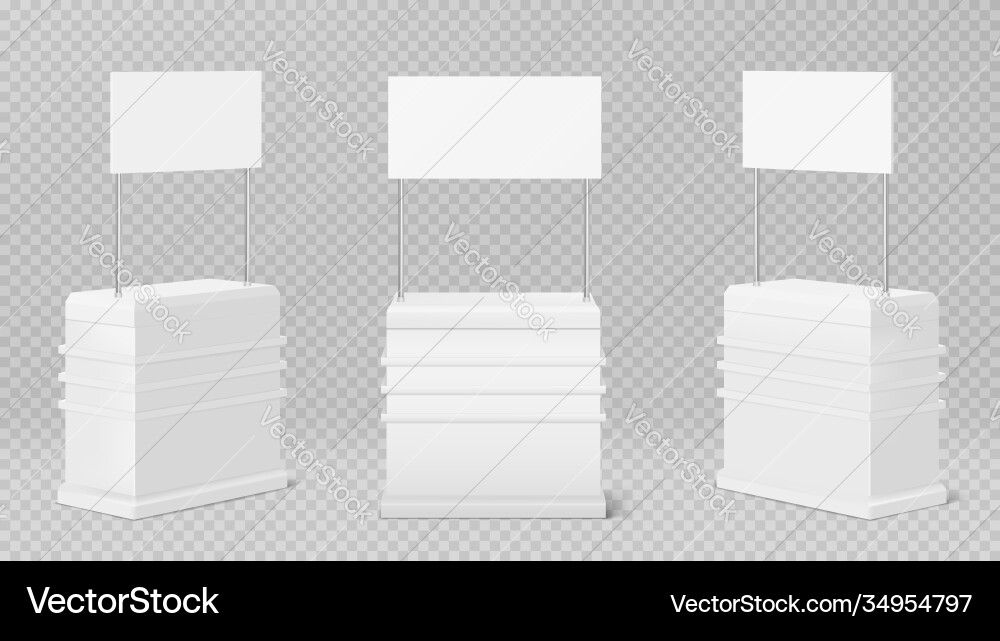 Promotion counter table promo kiosk Royalty Free Vector