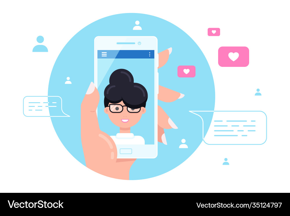 Smartphone video call concept banner flat style Vector Image