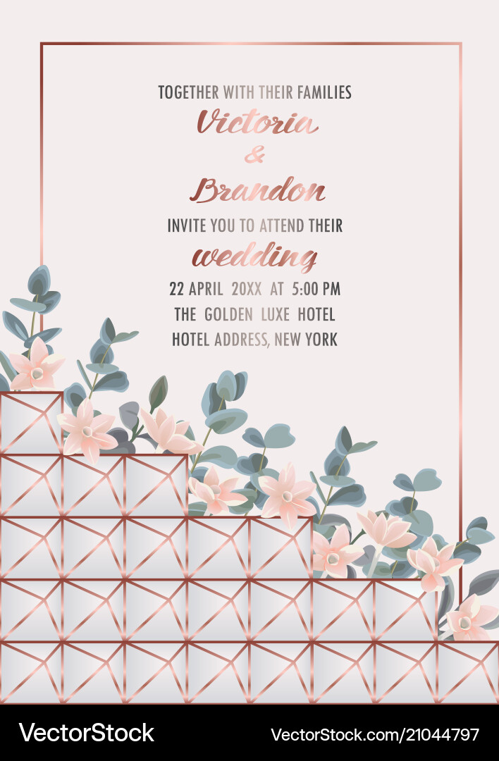 Wedding invitation with geometric elemetns Vector Image