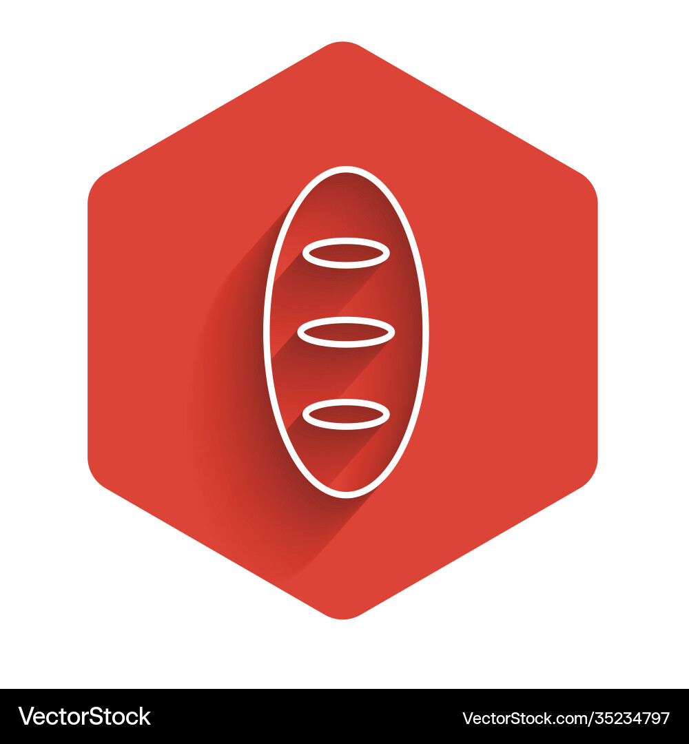 White line bread loaf icon isolated with long Vector Image