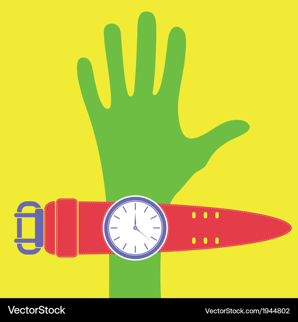Cartoon hand with watch Royalty Free Vector Image