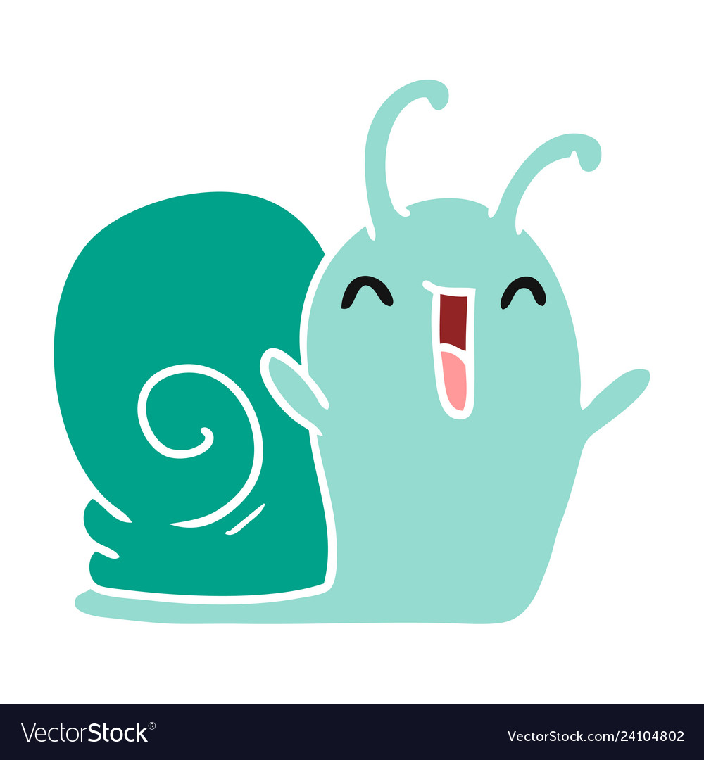 Cartoon kawaii happy cute snail Royalty Free Vector Image