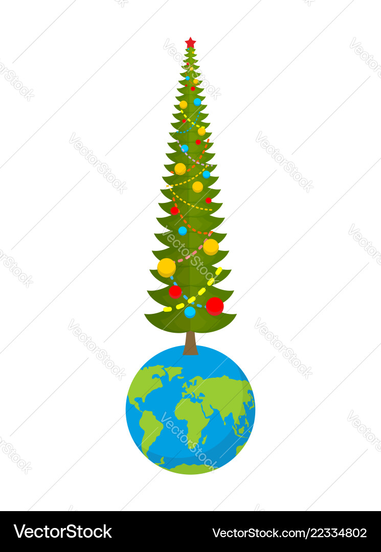 Christmas on earth new year planet big Royalty Free Vector