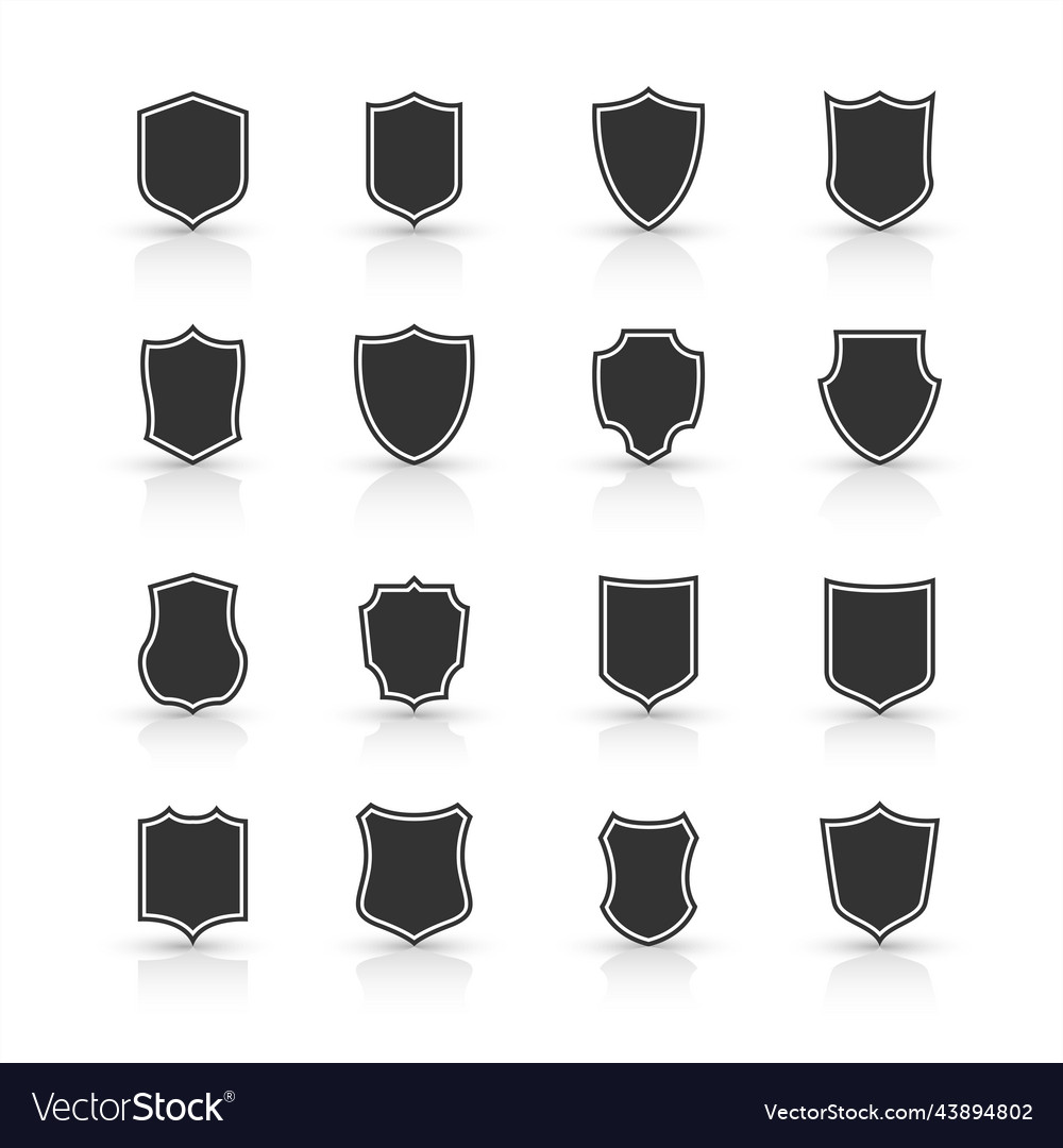 Collection of shield icon template isolated Vector Image