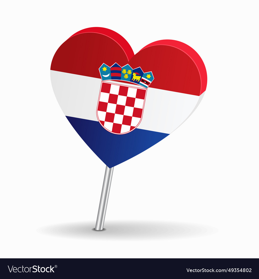 Croatian flag heart-shaped map pointer layout Vector Image