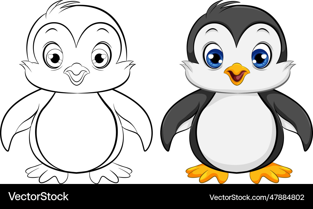 Cute baby penguin cartoon Royalty Free Vector Image
