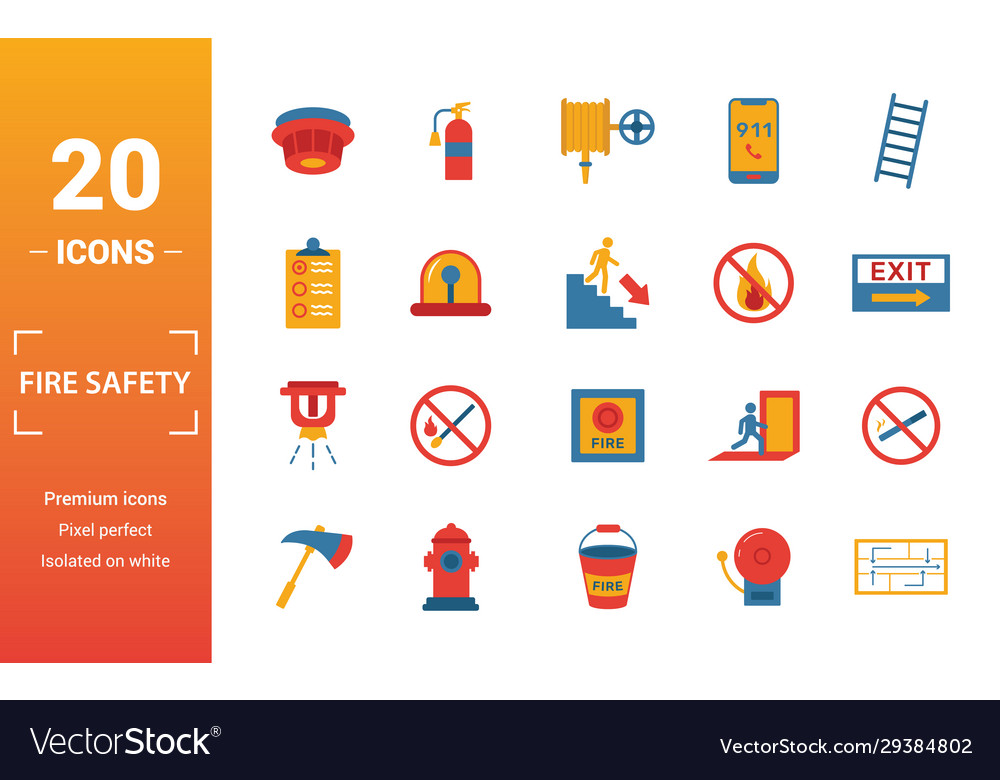 Fire safety icon set include creative elements Vector Image