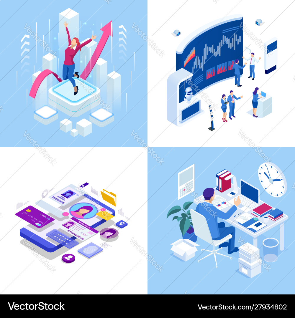 Isometric business concepts businessmen Royalty Free Vector