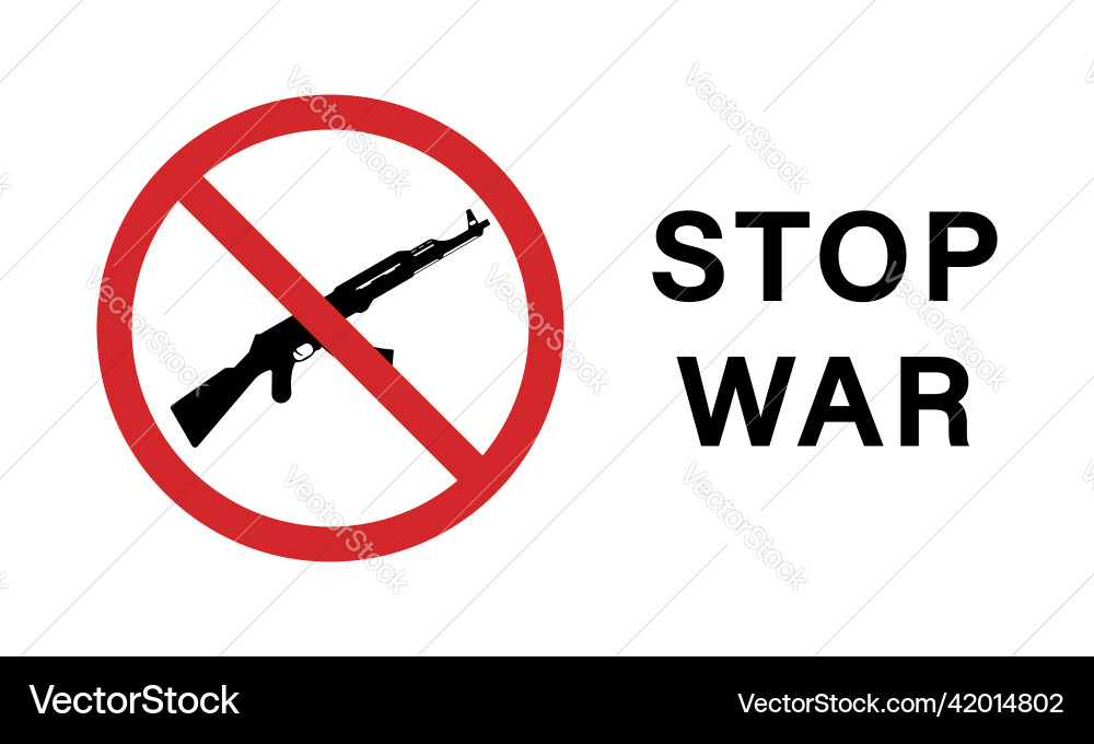 Kalashnikov assault rifle ban sign ak47 Royalty Free Vector