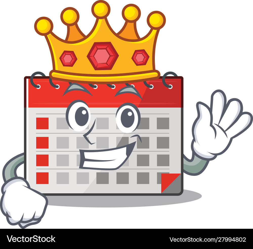 Mascot calendar with a cartoon king Royalty Free Vector
