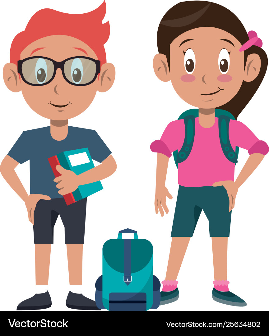 Students kids in school cartoon Royalty Free Vector Image