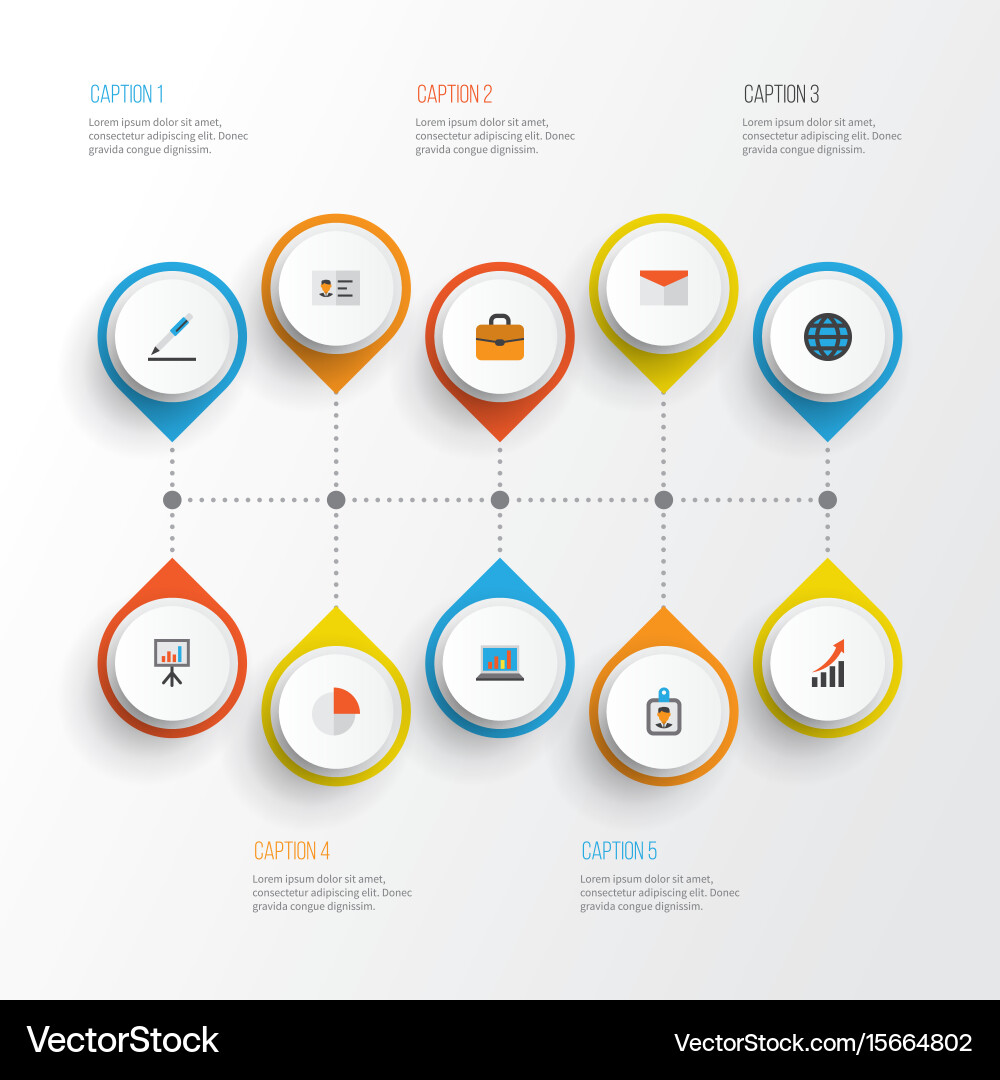 Trade flat icons set collection of identification Vector Image