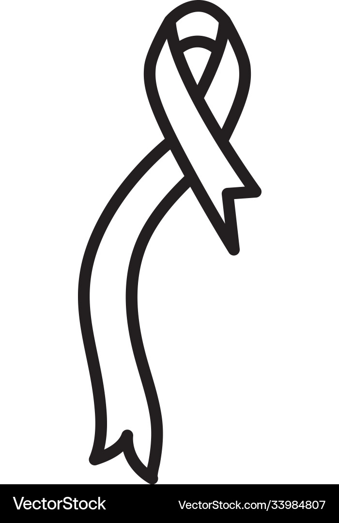 Awareness ribbon icon over white background line Vector Image