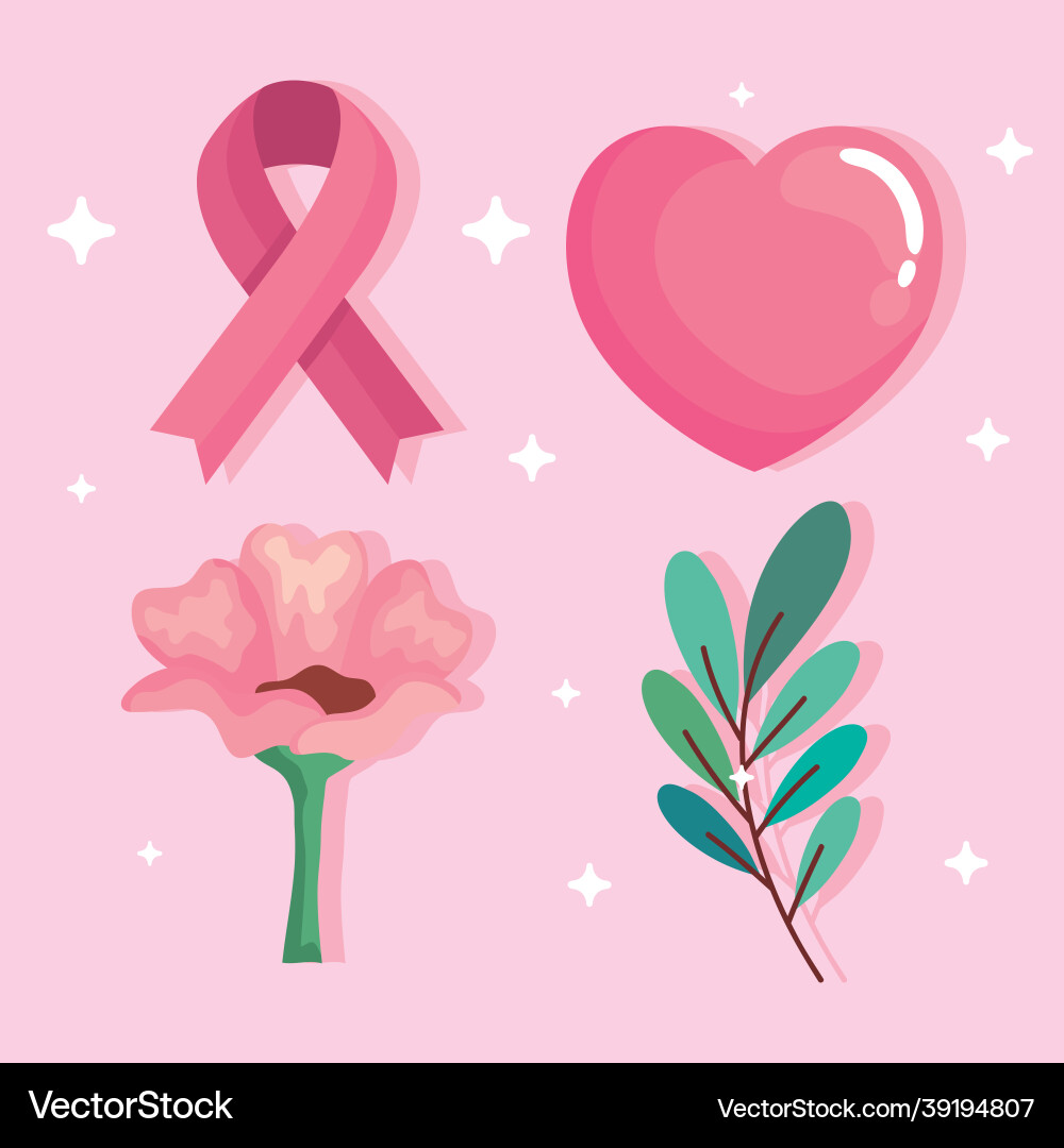 Breast cancer icons Royalty Free Vector Image - VectorStock