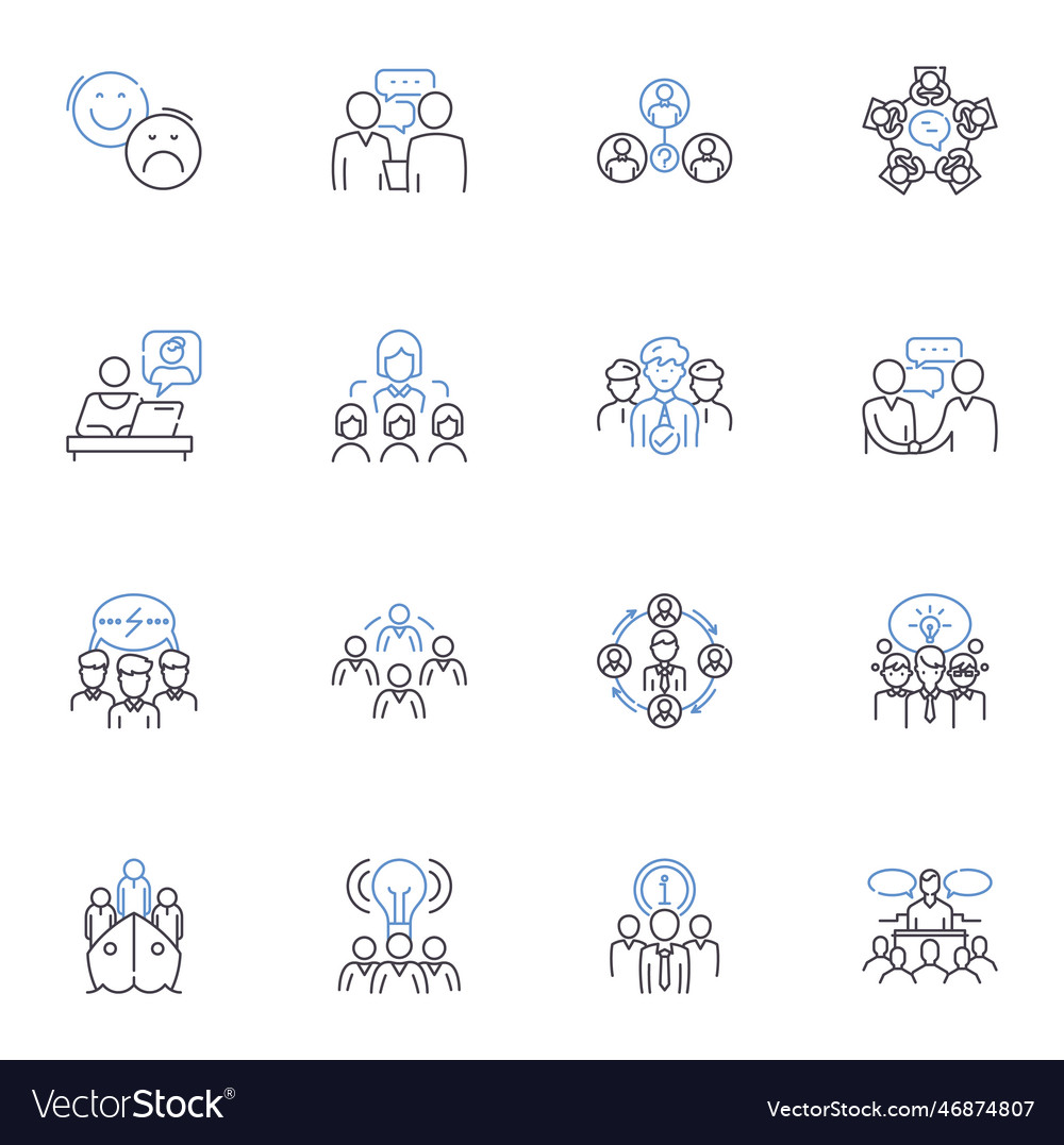 Collaboration methods line icons collection Vector Image Collaboration methods line icons collection Vector Image