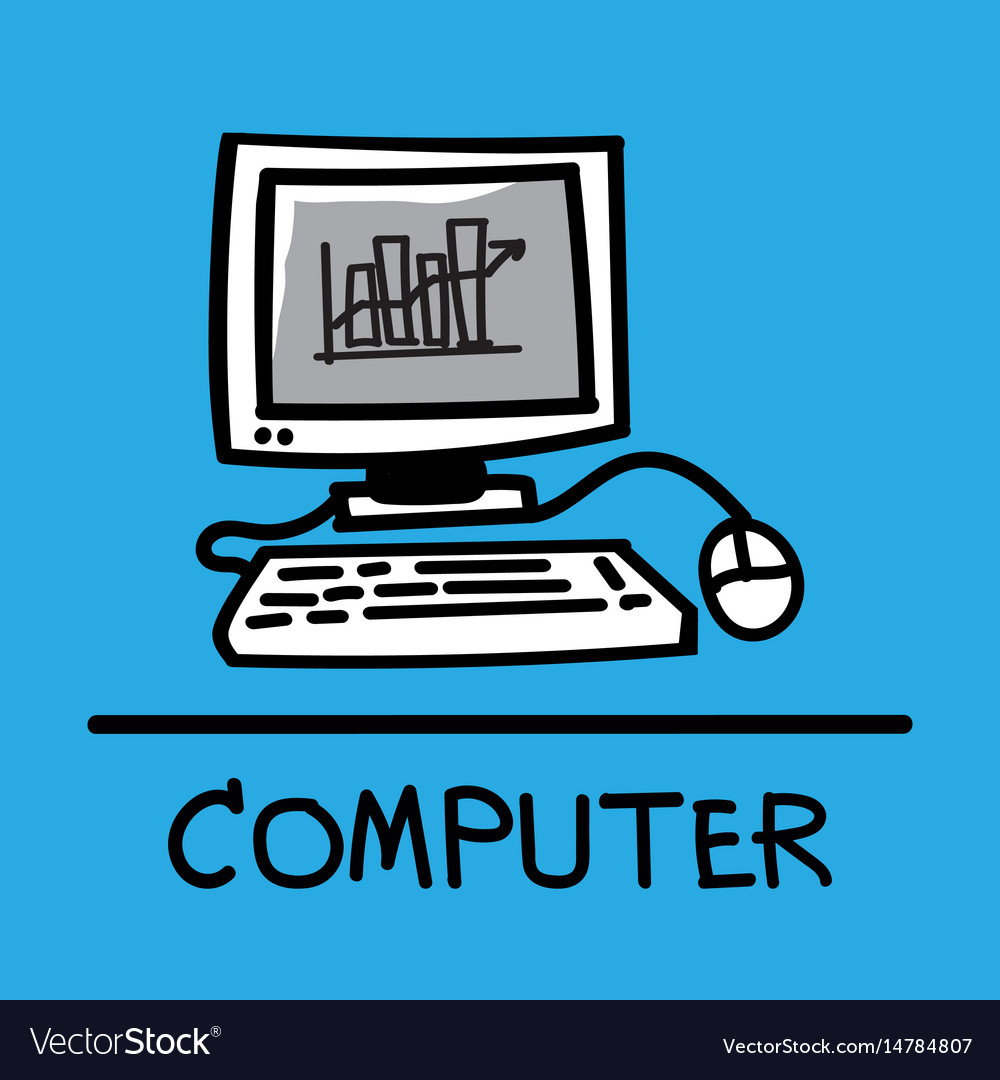 Computer hand-drawn style Royalty Free Vector Image