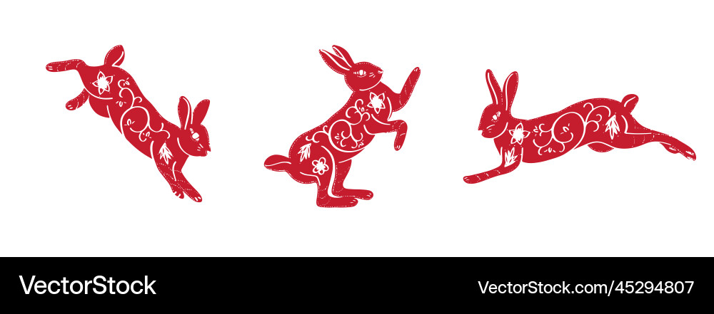 Cute rabbits set chinese lunar new year Royalty Free Vector