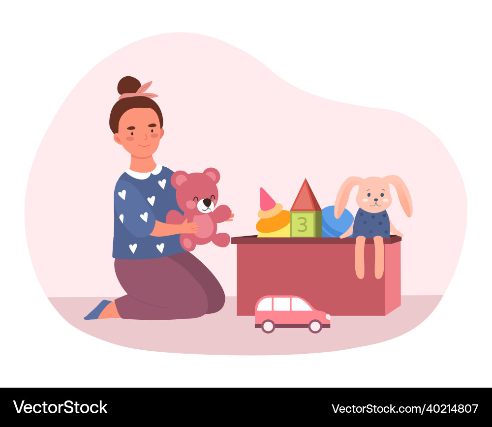 Girl with toys Royalty Free Vector Image - VectorStock