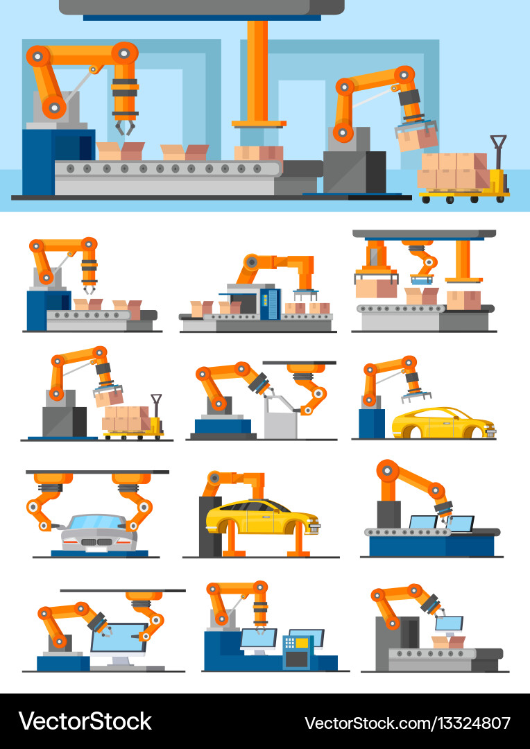 Industrial automated manufacturing concept Vector Image