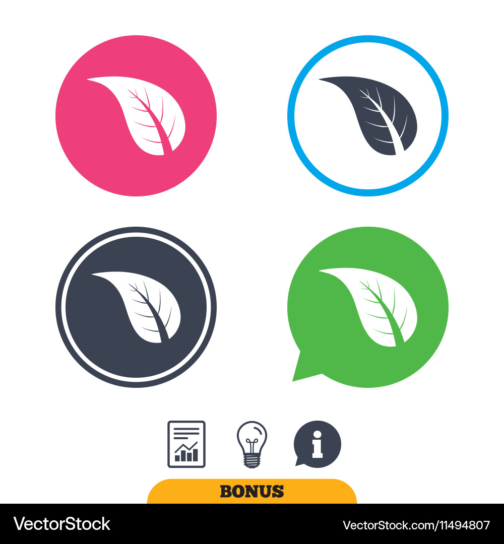 Leaf sign icon fresh product symbol Royalty Free Vector