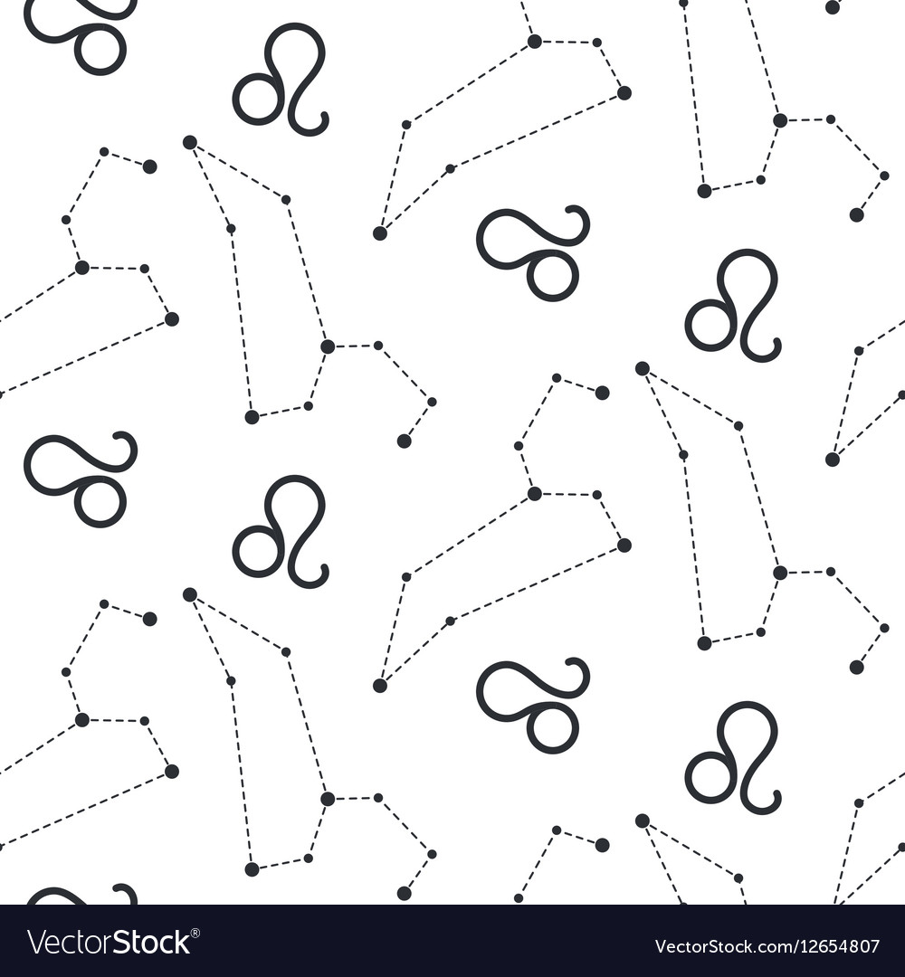 Leo constellation seamless pattern Royalty Free Vector Image