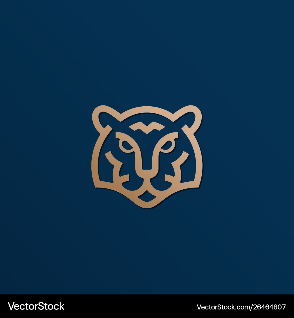 Line style golden tiger face abstract icon Vector Image