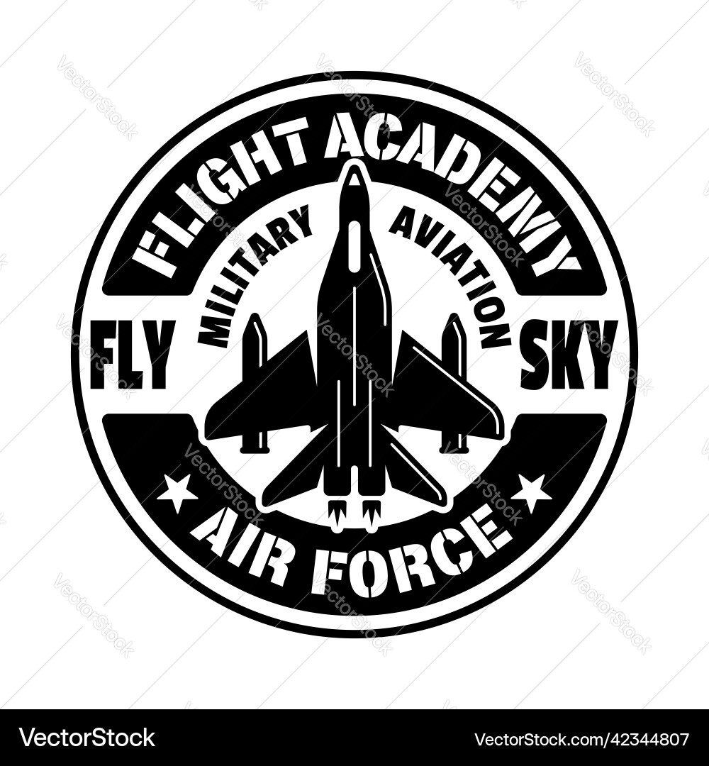 Military aviation flight academy emblem Royalty Free Vector