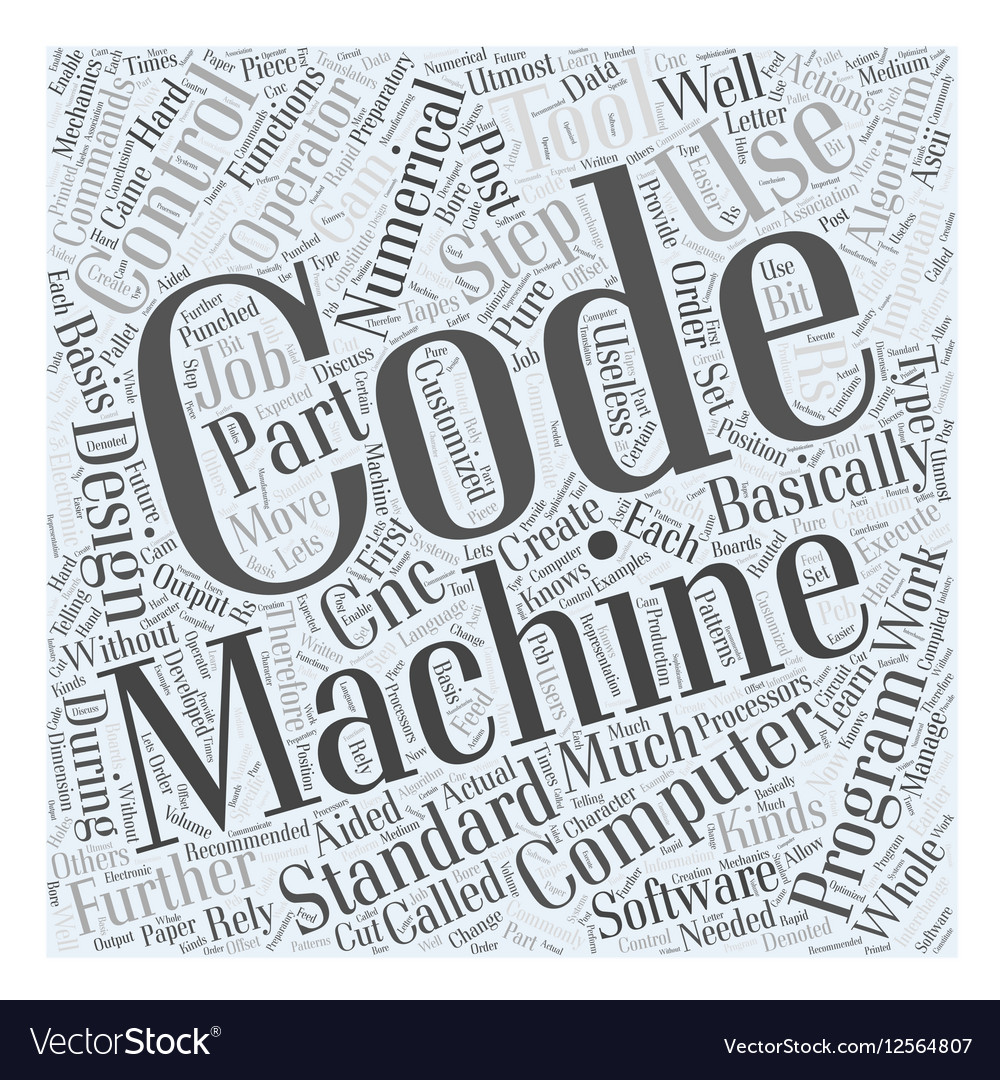Programming CNC Machines With G Codes Word Cloud Vector Image