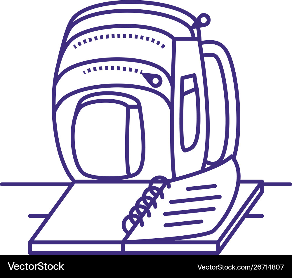 School bag with notebook supply Royalty Free Vector Image