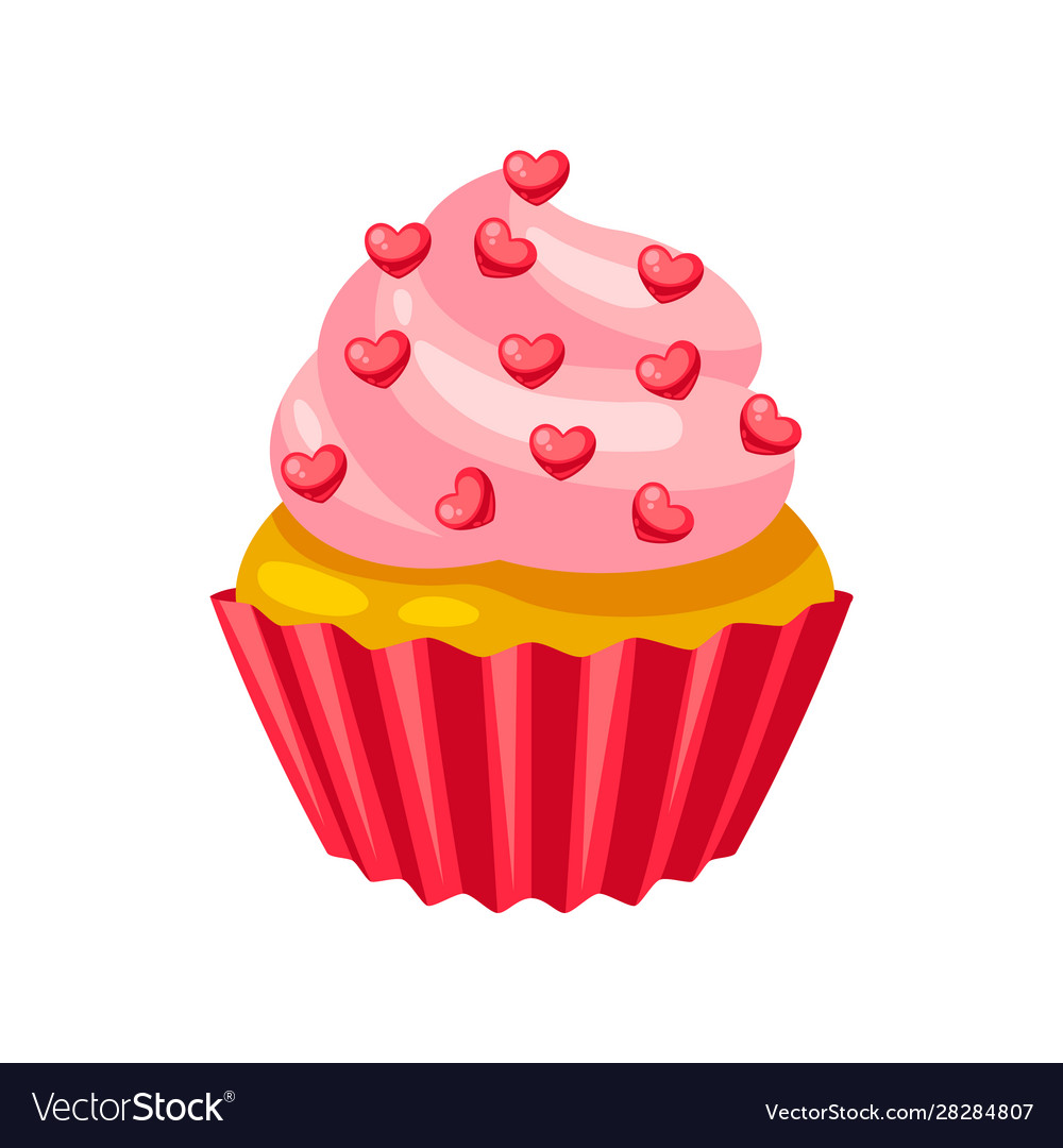 Valentines day muffin with hearts Royalty Free Vector Image
