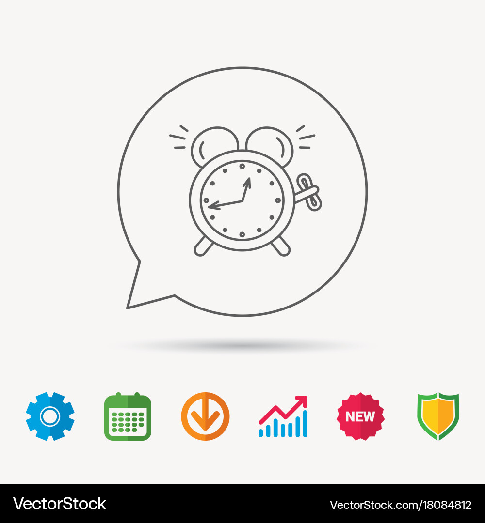 Alarm clock icon mechanical retro time sign Vector Image