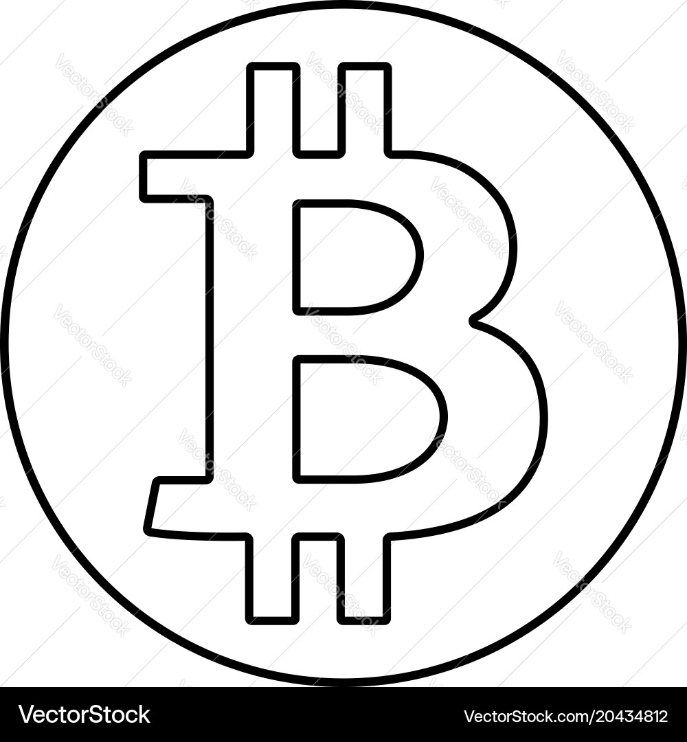 Black outline bitcoin sign isolated on white Vector Image