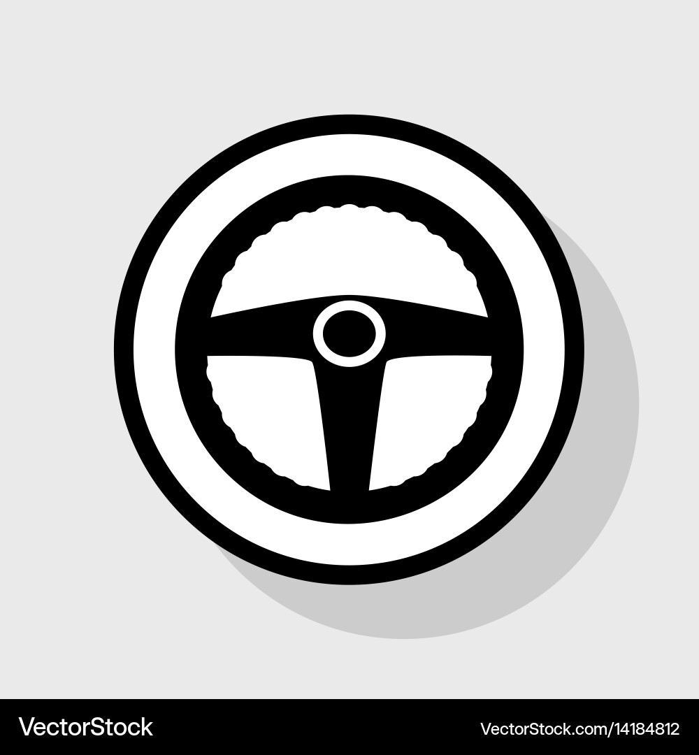 Car driver sign flat black icon in white Vector Image
