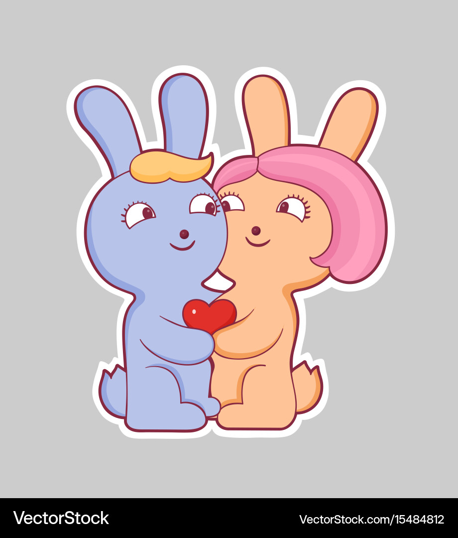 Cartoon style love sticker Royalty Free Vector Image