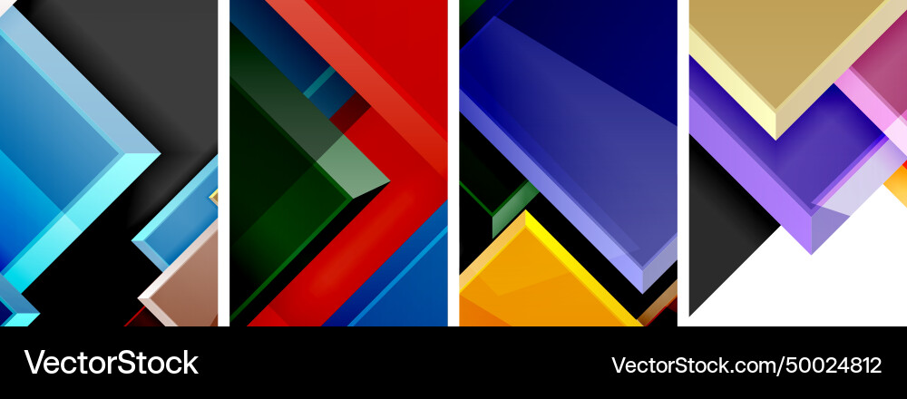 Color glass glossy square composition poster set Vector Image