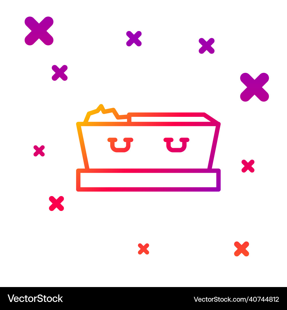 Color line open coffin with dead deceased body Vector Image
