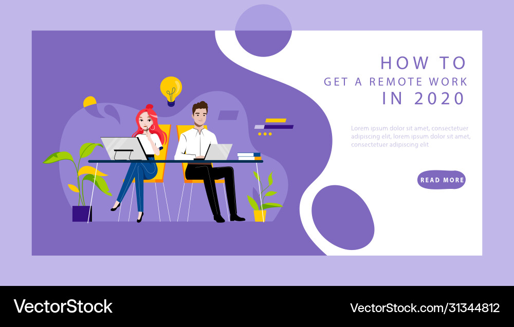Concept of remote work website landing page Vector Image