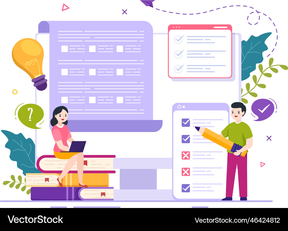 Examination paper with online exam form papers Vector Image