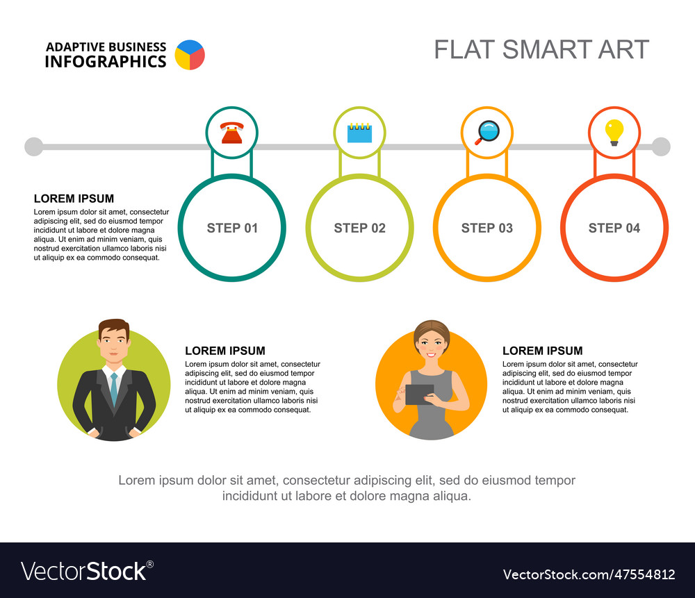 Four steps process chart template for presentation