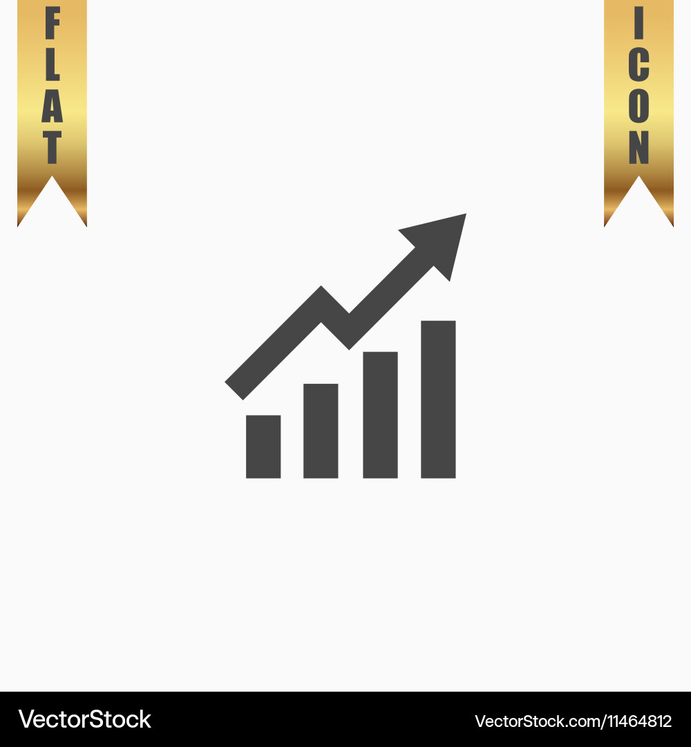 Growing bars graphic icon with rising arrow Vector Image