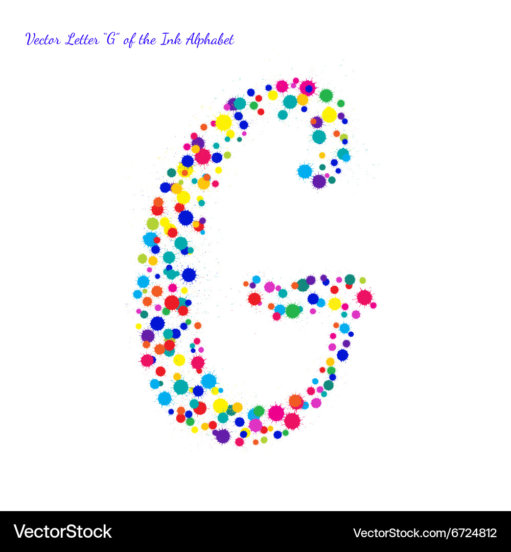 Letter g from bright color ink blots Royalty Free Vector