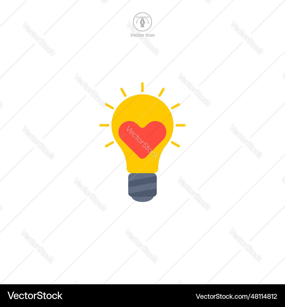 Light bulb with heart icon symbol isolated Vector Image