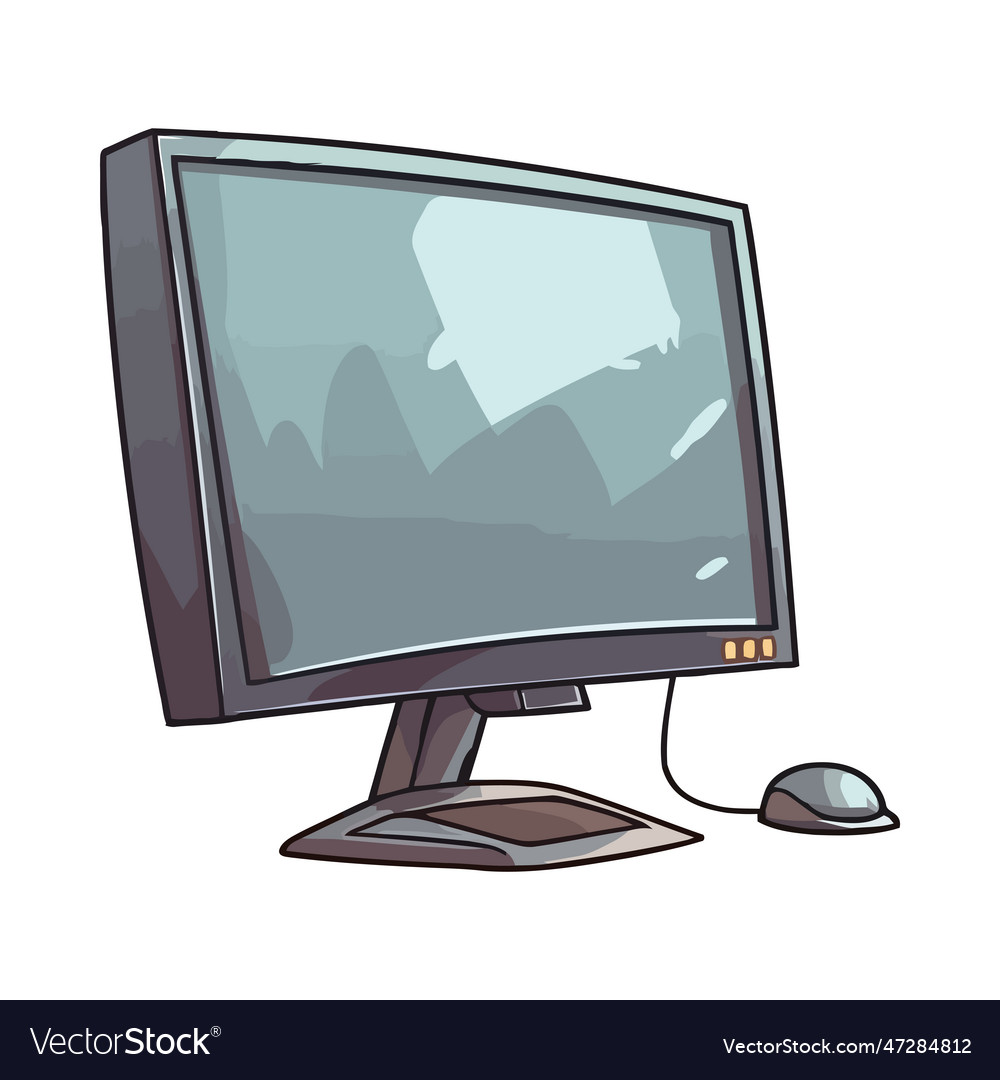 Modern computer monitor on white Royalty Free Vector Image