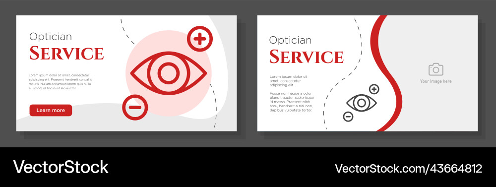 Optician service banner template set eye sight Vector Image