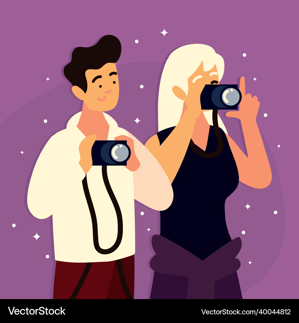 Professional photographers cartoon Royalty Free Vector Image