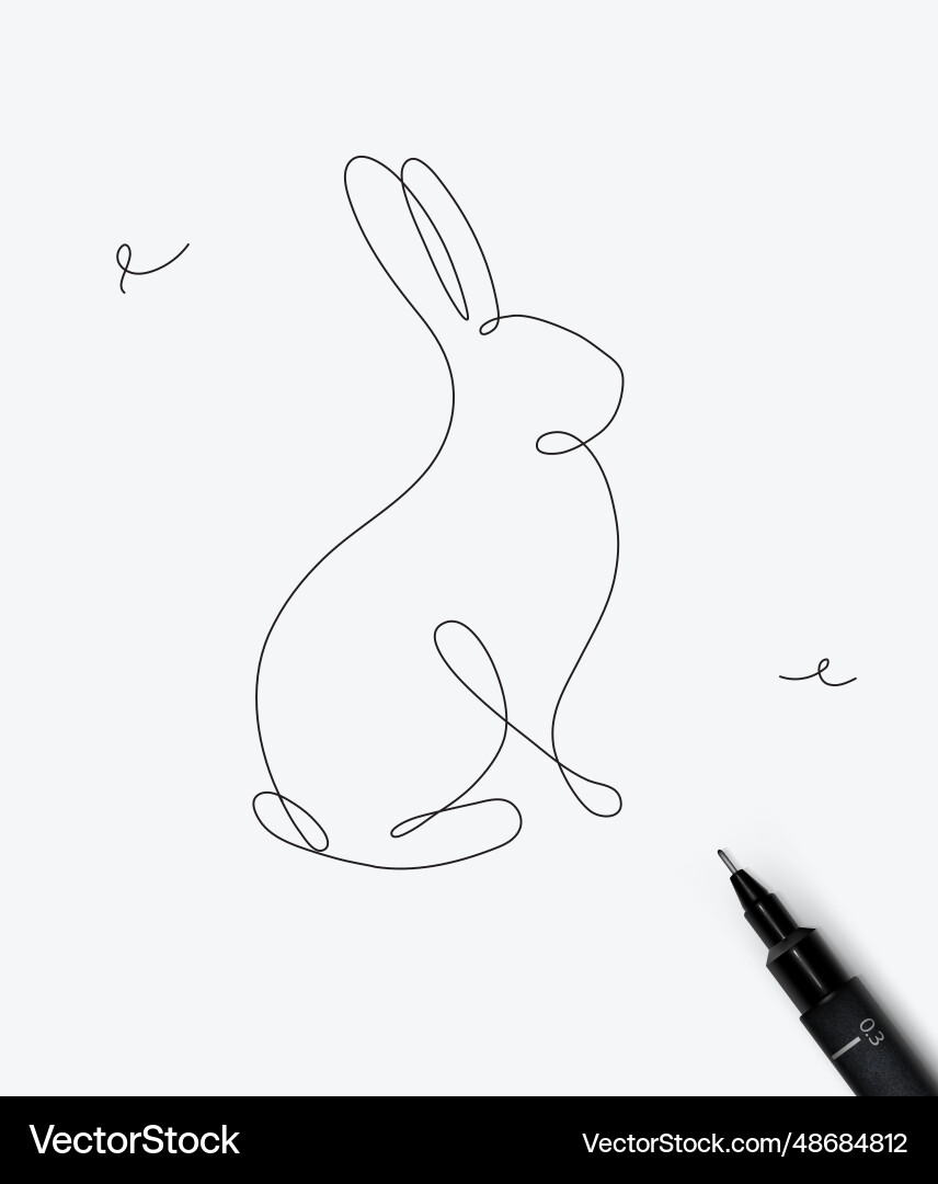 Rabbit pen line style Royalty Free Vector Image