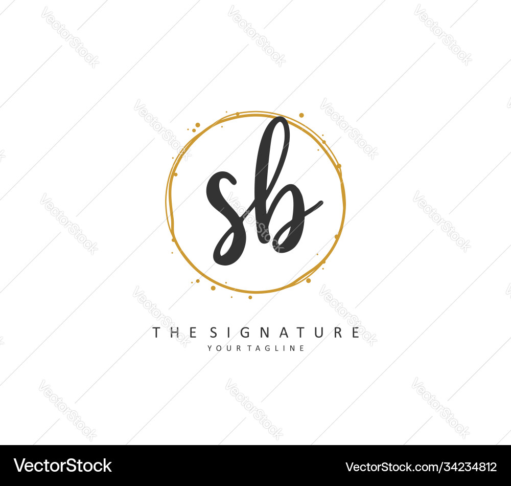 S b sb initial letter handwriting and signature Vector Image