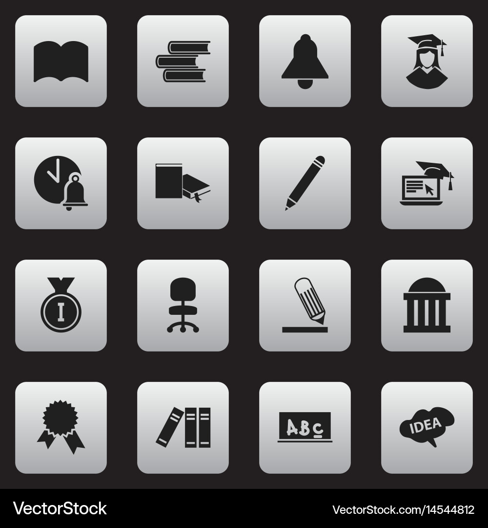Set of 16 editable graduation icons includes Vector Image